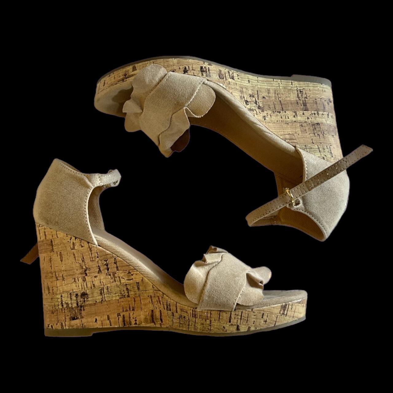 cute & simple neutral wedge sandals, brand is time &... - Depop