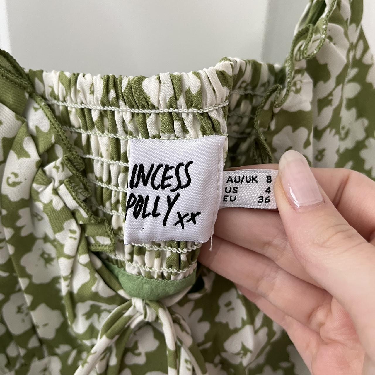 Princess Polly Women's Green and White Dress | Depop