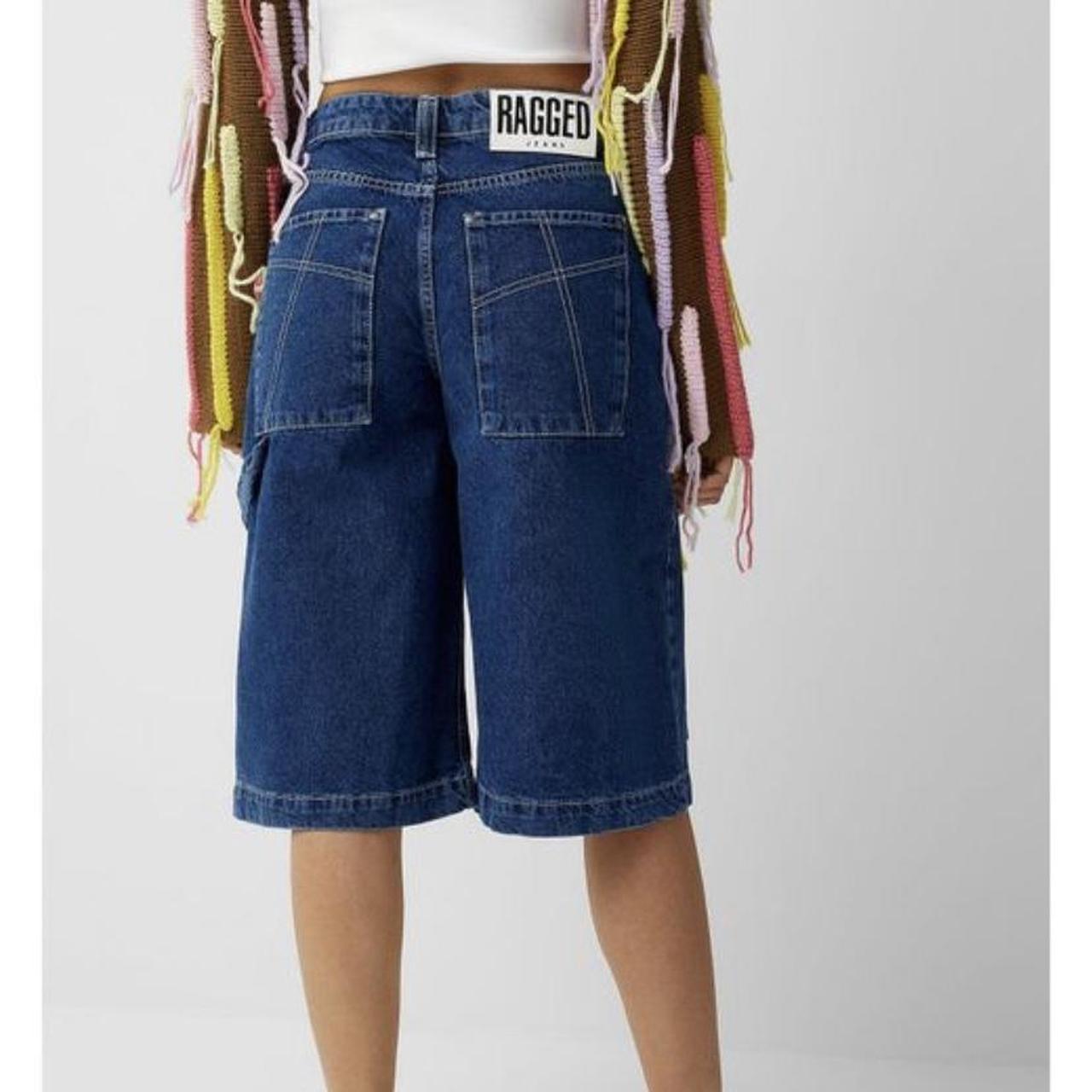 The Ragged Priest Women's Blue and Navy Shorts | Depop