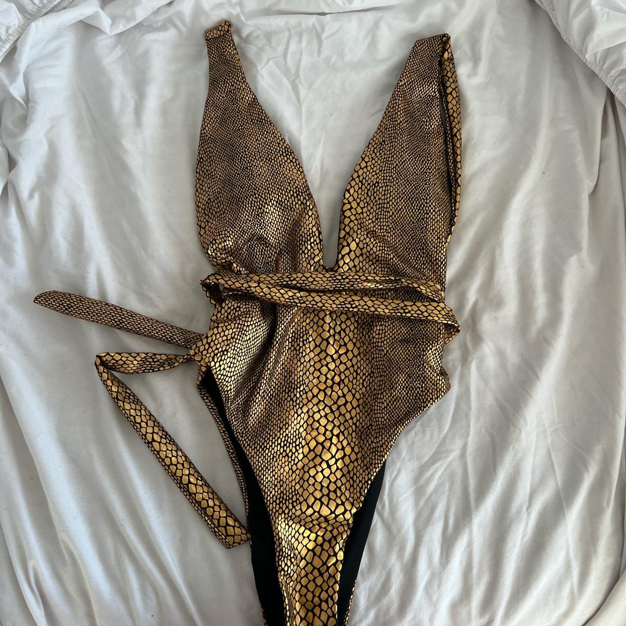 Good snakeskin swimsuit - hygiene sticker still in... - Depop