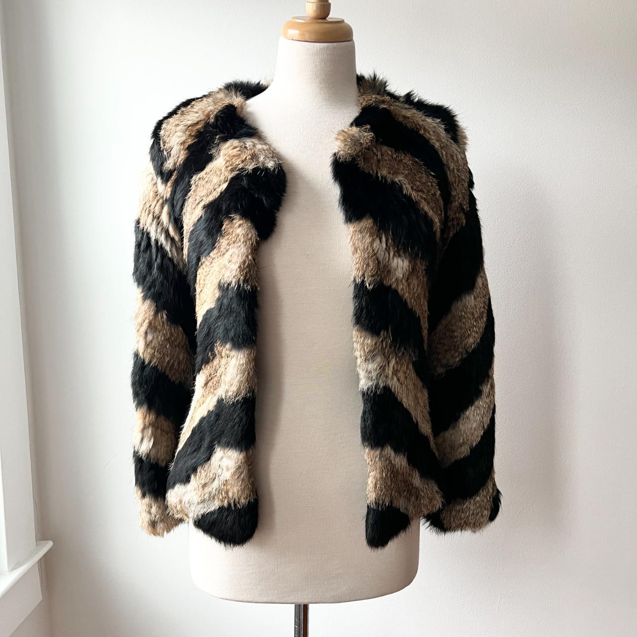 vintage rabbit fur cardigan jacket in a gorgeous... - Depop