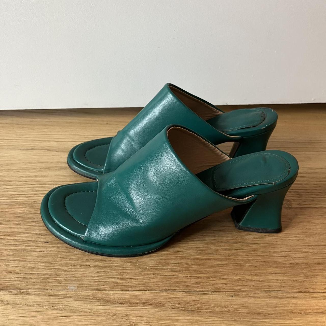 Shop Peche cute emerald green mules. Super... - Depop