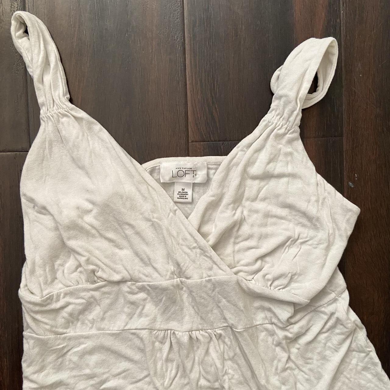 Loft white flattering cinch tank top Size medium... - Depop