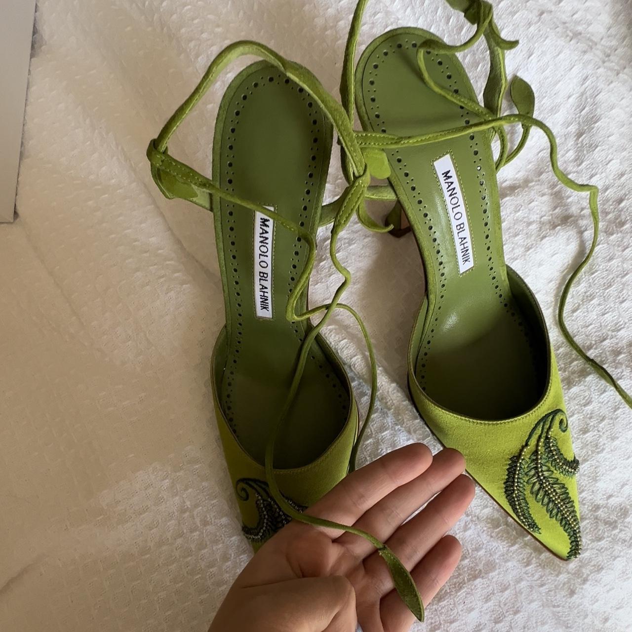 Extremely rare Manolo Blahnik heels with leaf detail... - Depop