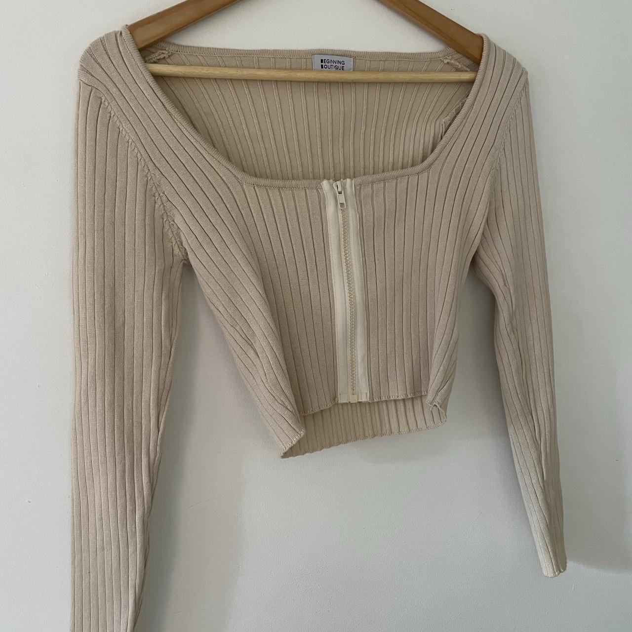 Long sleeve zip up crop top Beginning boutique... - Depop
