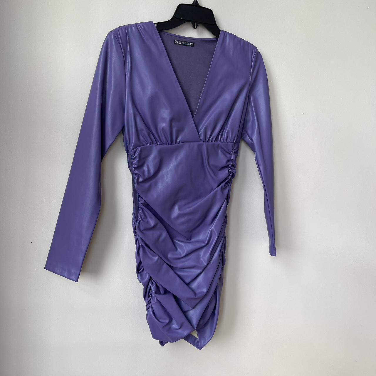 Purple Faux Leather Dress By Zara Size Medium... - Depop