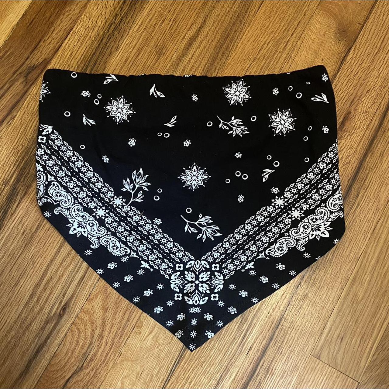Bandana tube top. Stretchy material. Extra material... - Depop