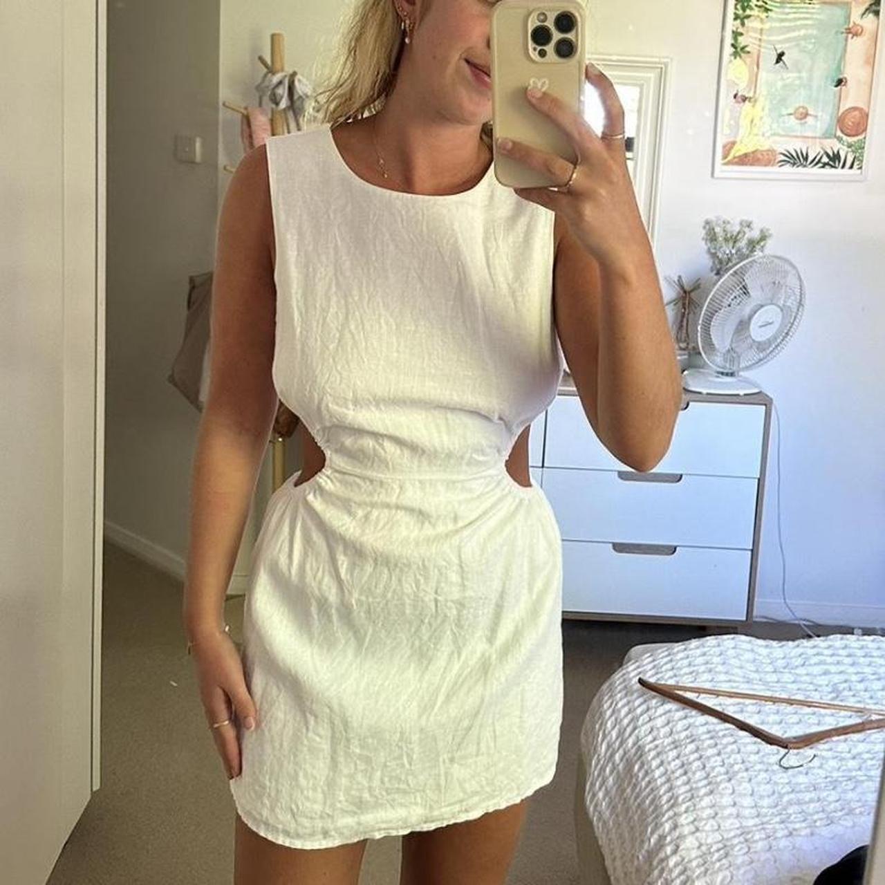 Dazie White Mini Dress With Elasticated Cut Outs Depop