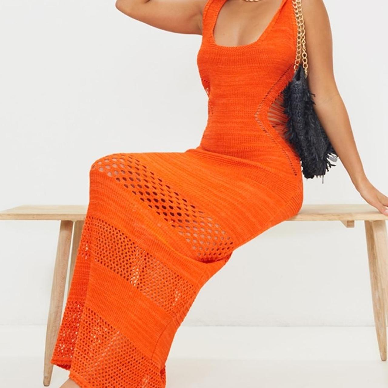 PLT orange knit dress. Size 4. Never worn - Depop