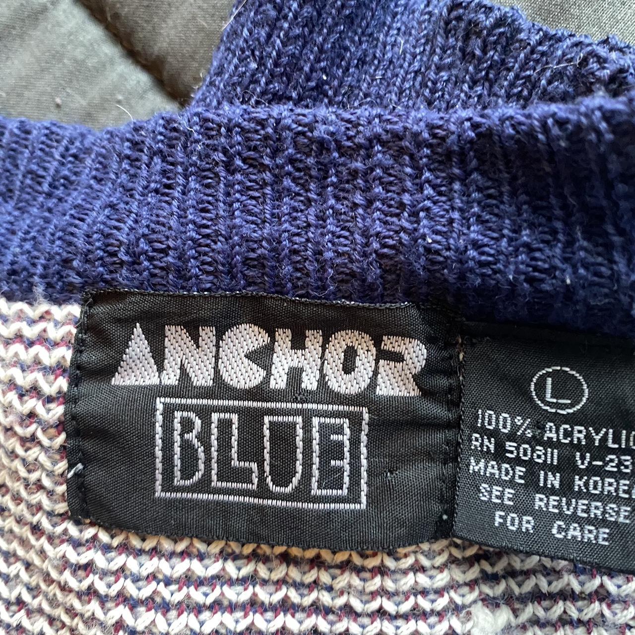 90s Anchor Blue Multi Color Triangle Pattern... - Depop