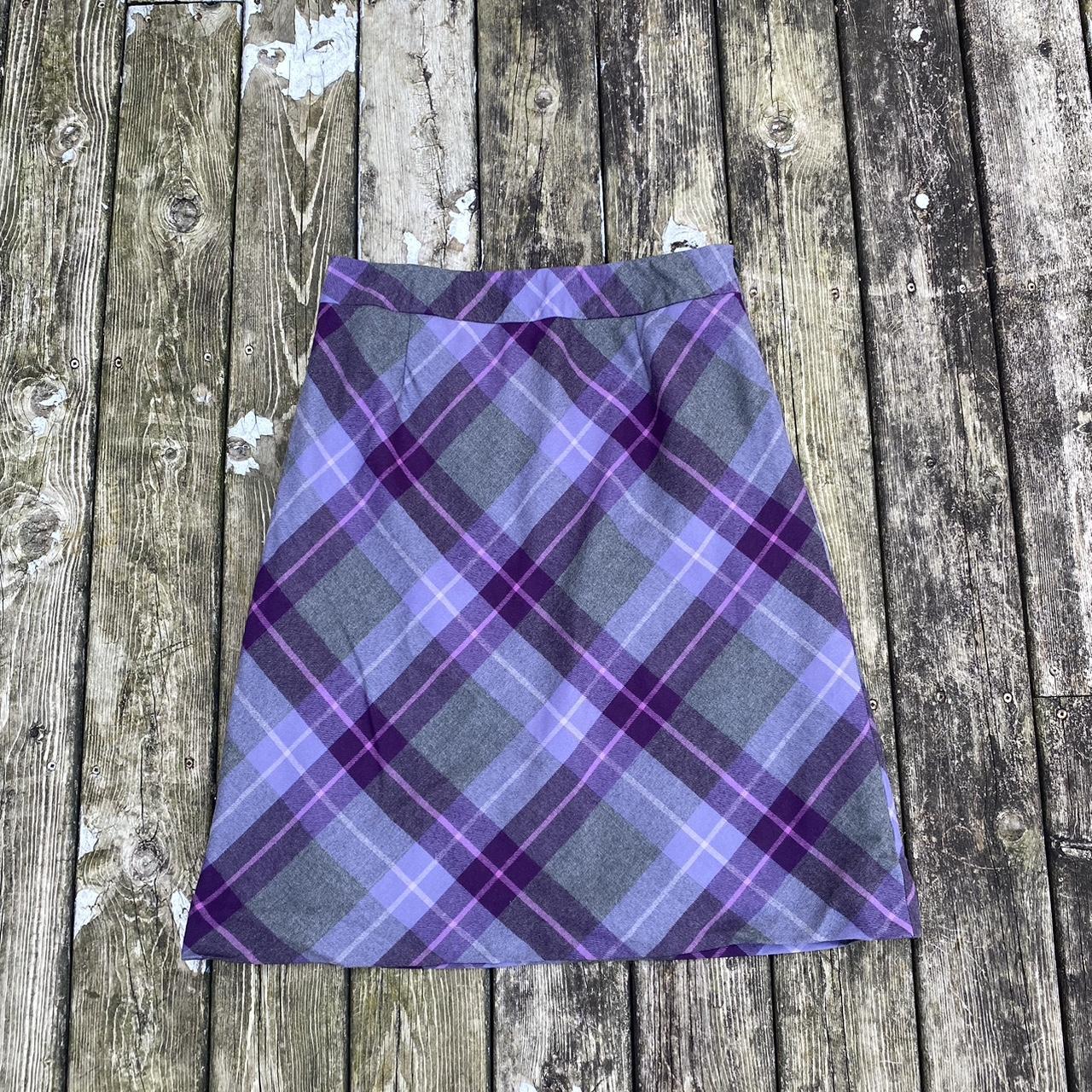 90s Pendleton Purple Plaid Skirt 14 (28”) Zipper on... - Depop