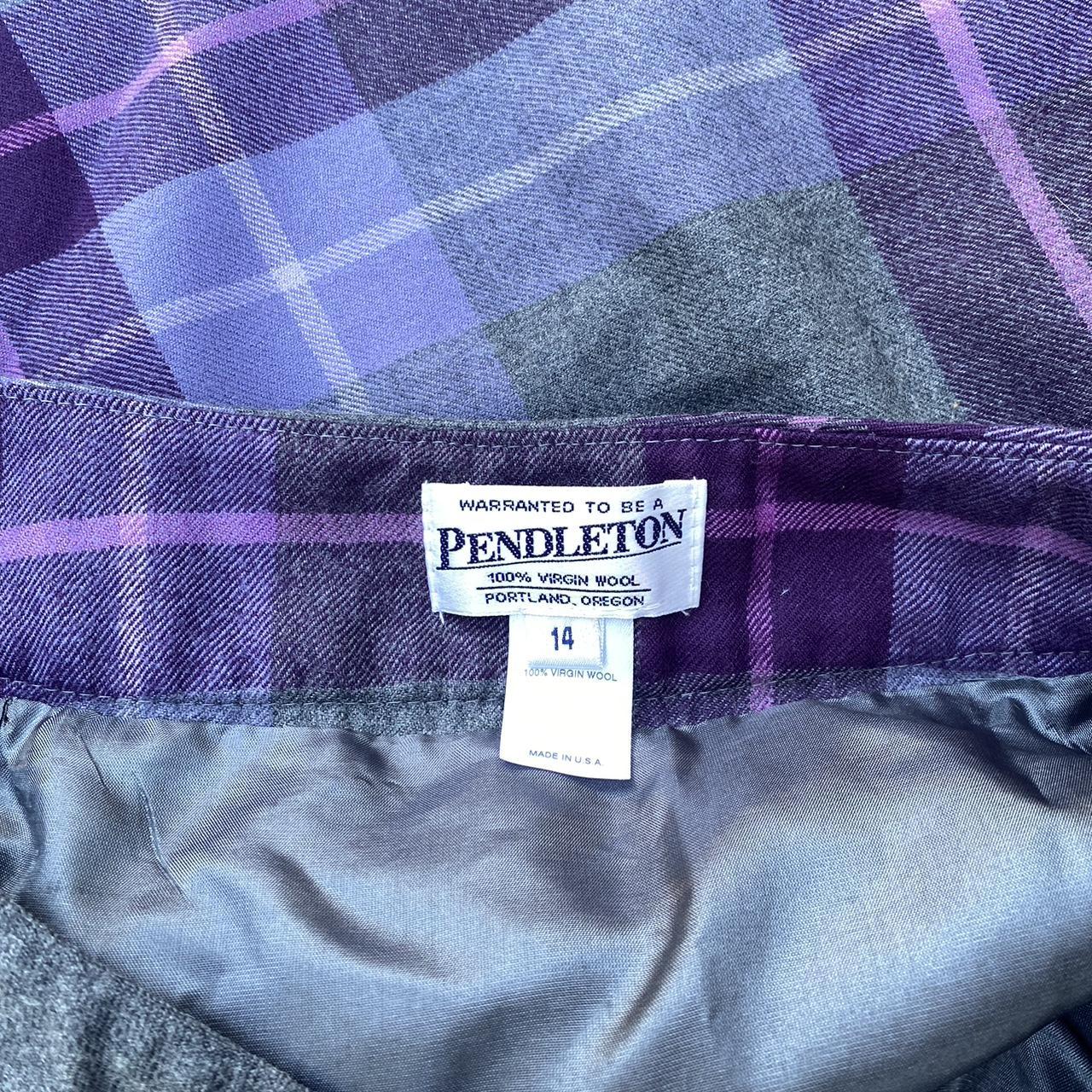 90s Pendleton Purple Plaid Skirt 14 (28”) Zipper on... - Depop