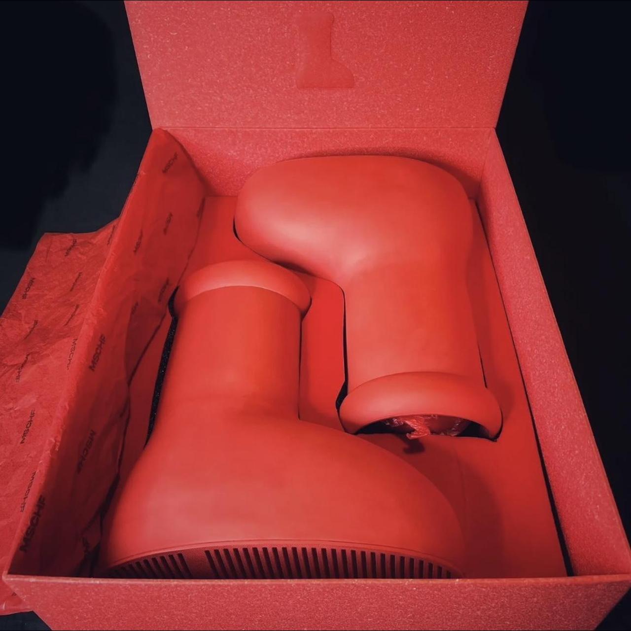 MSCHF big red boots comes with box, FREE SHIPPING... - Depop