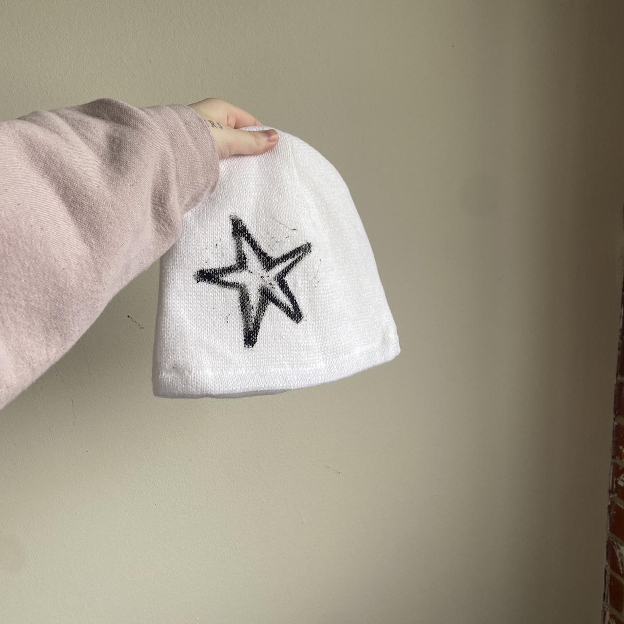 White star hand painted beanie :) - Depop