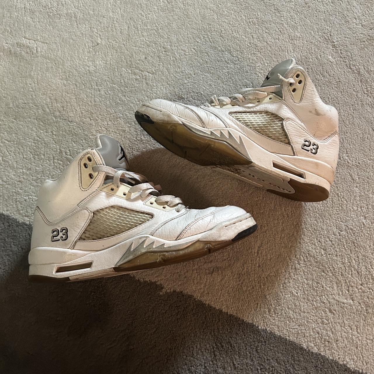 Jordan 5 metallic white beaters size 9.5 | Depop
