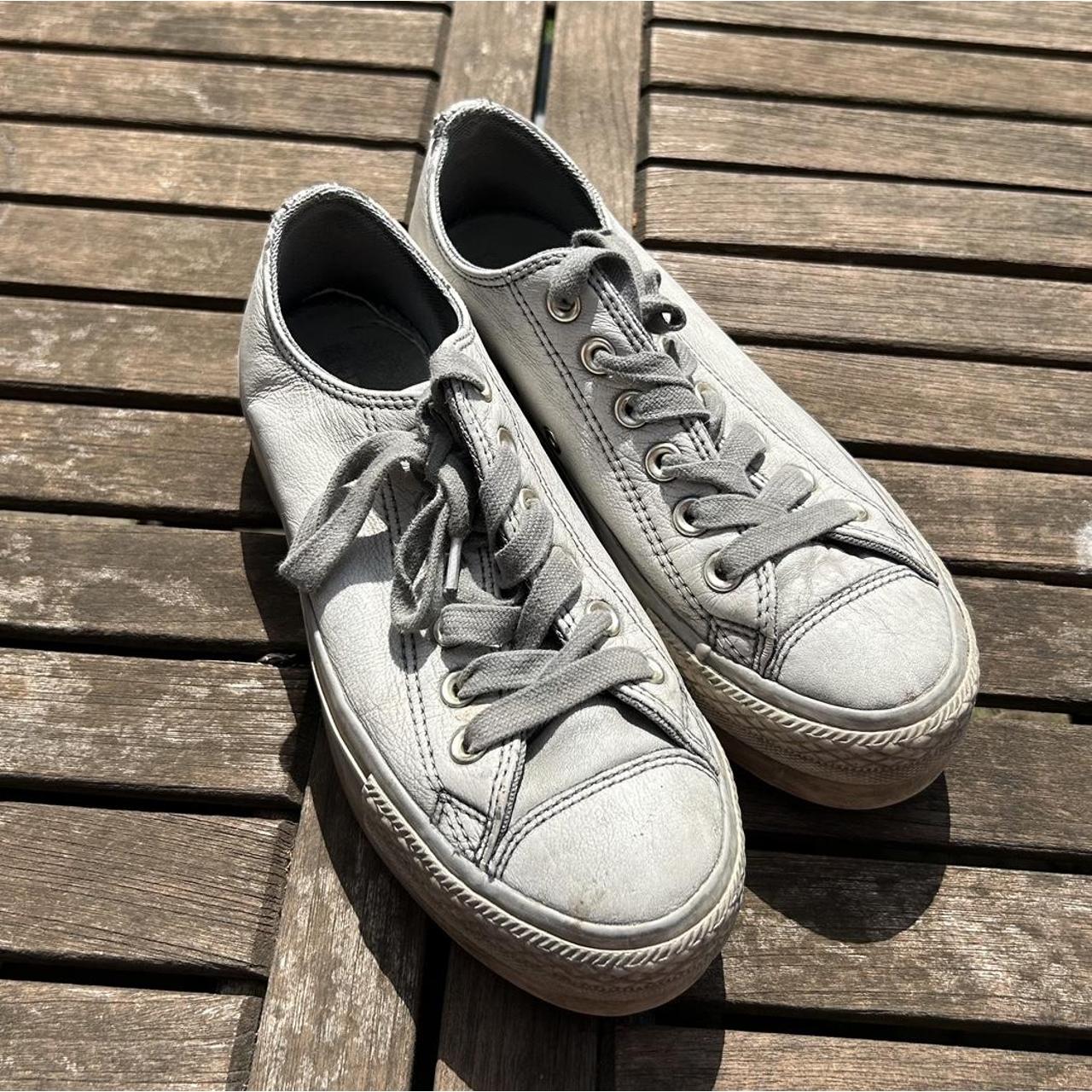 Platform converse Leather platform converse. Size... - Depop