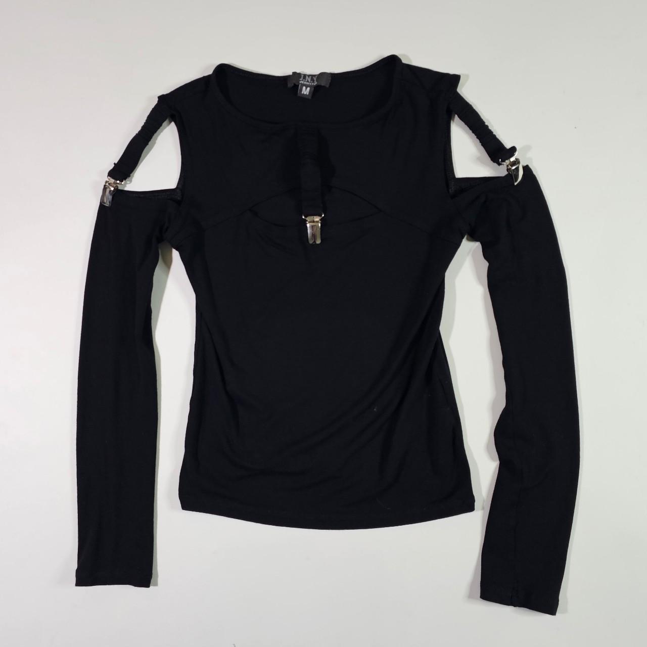 vintage cyber goth cut-out bondage long sleeve top... - Depop