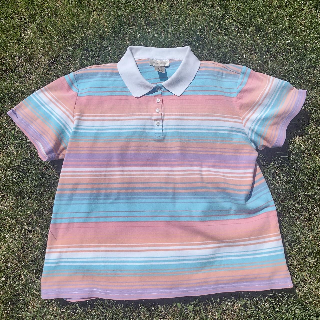 Vintage 1980s Pastel Striped Polo Shirt This Top Is Depop vintage-1980s-pastel-striped-polo-shirt-this-top-is-depop