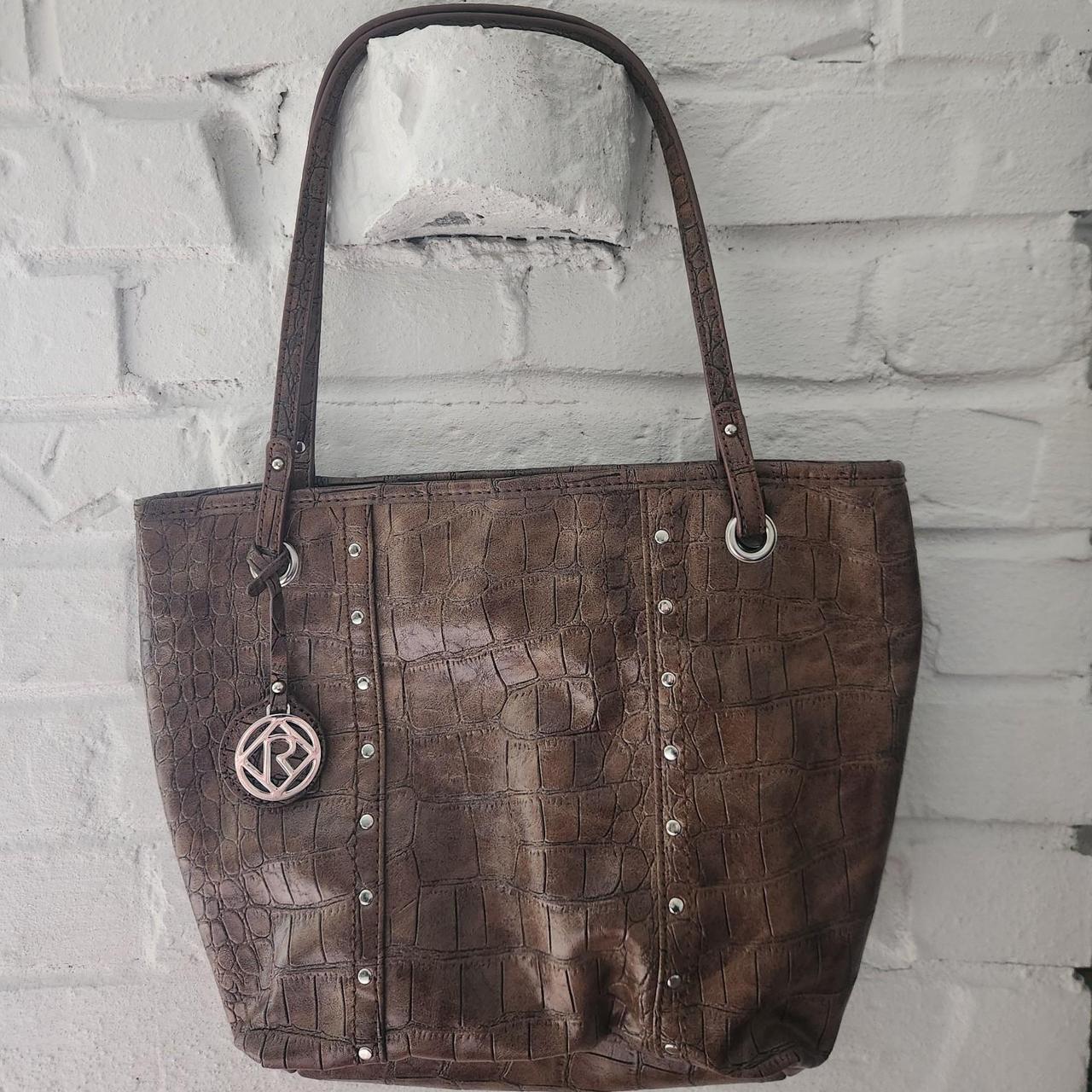 Relic brown leather shoulder bag with silver... | Depop