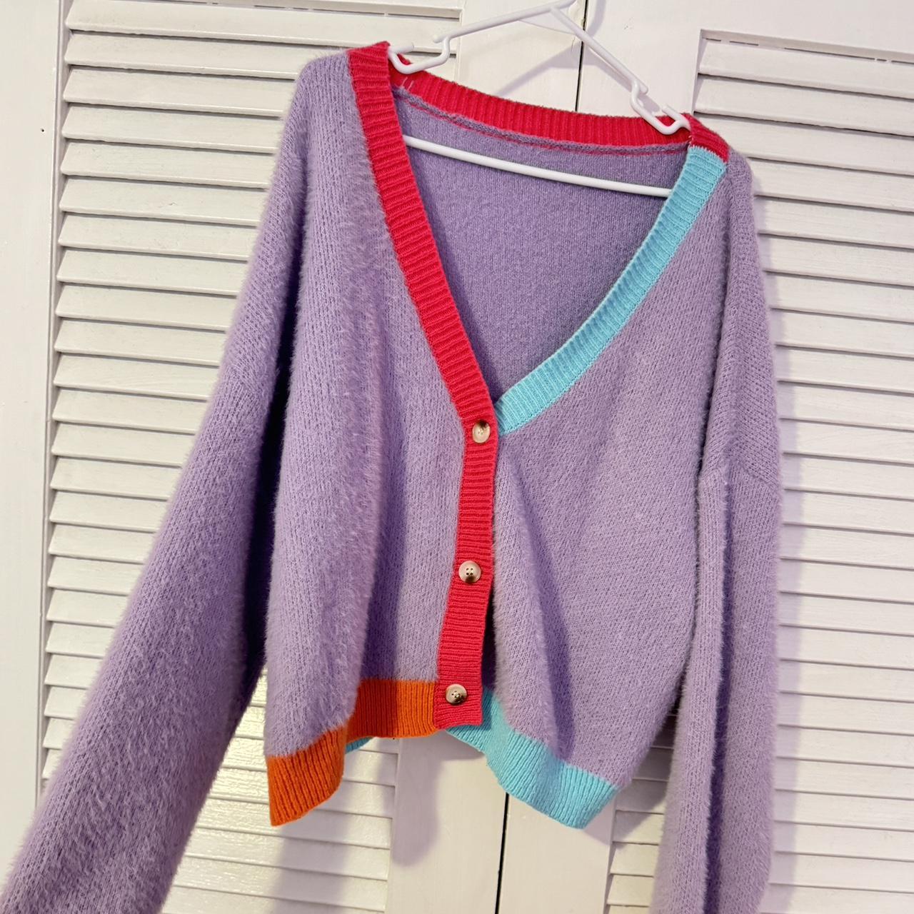 Fun cardigan 💜🩵🩷🧡 #cardigans - Depop