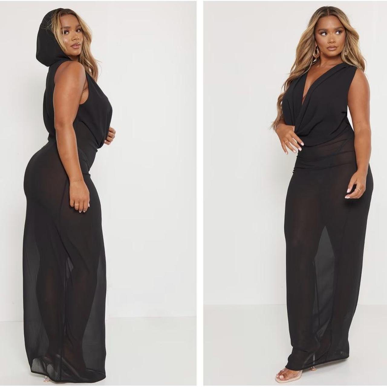 PLT shape mesh hooded dress New without tags - Depop