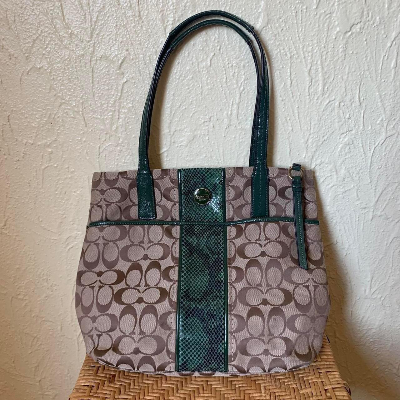 Coach monogram tote bag tan and brown canvas purse /... - Depop