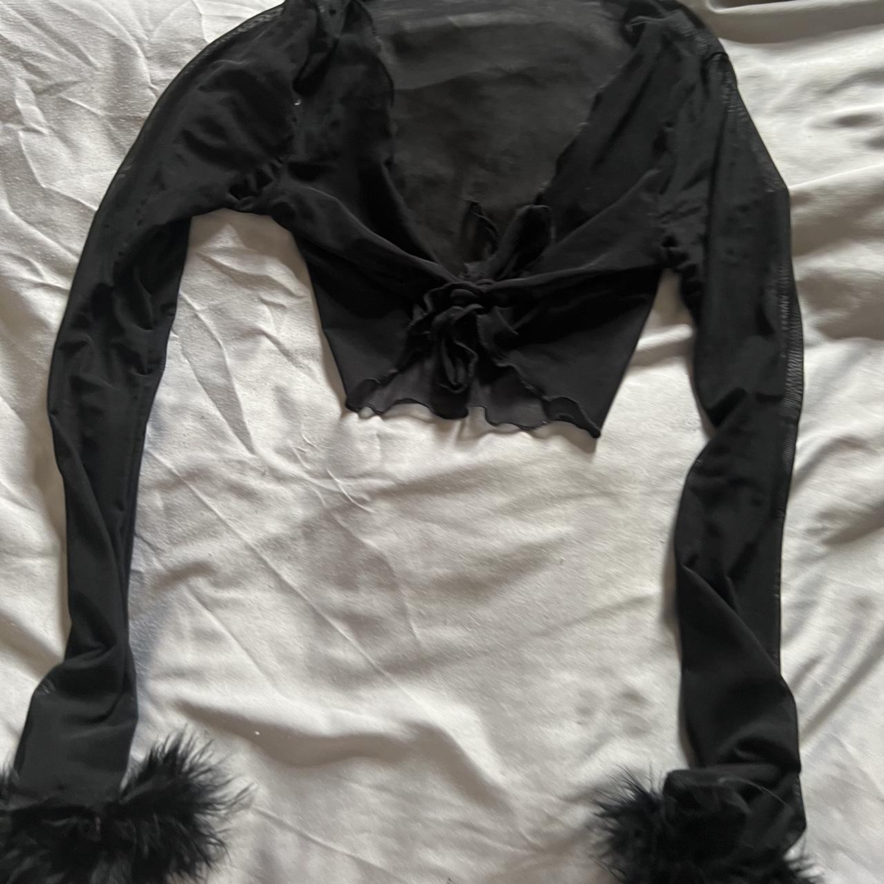 Fluffy mesh crop top Size xs-small Worn to a... - Depop