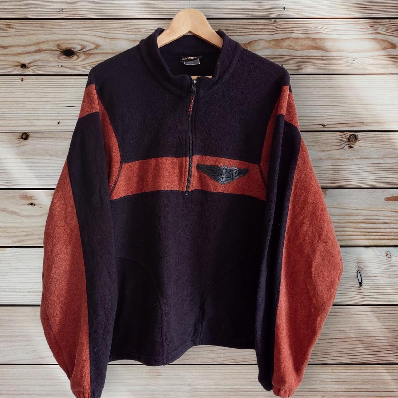Men's Harley Davidson motorcycle quarter zip fleece... - Depop