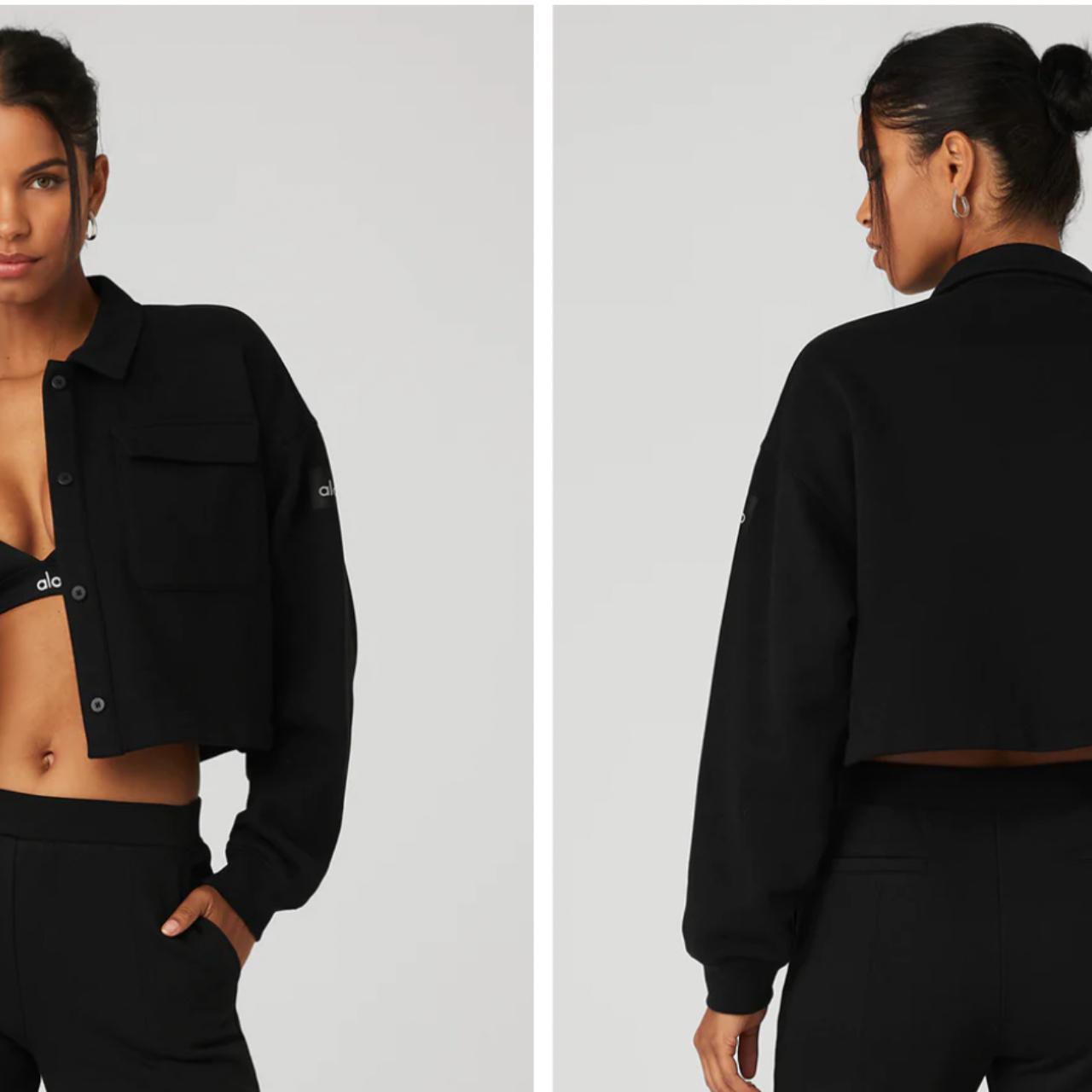 ALO YOGA RENOWN CROPPED BUTTON-UP PULLOVER in... - Depop