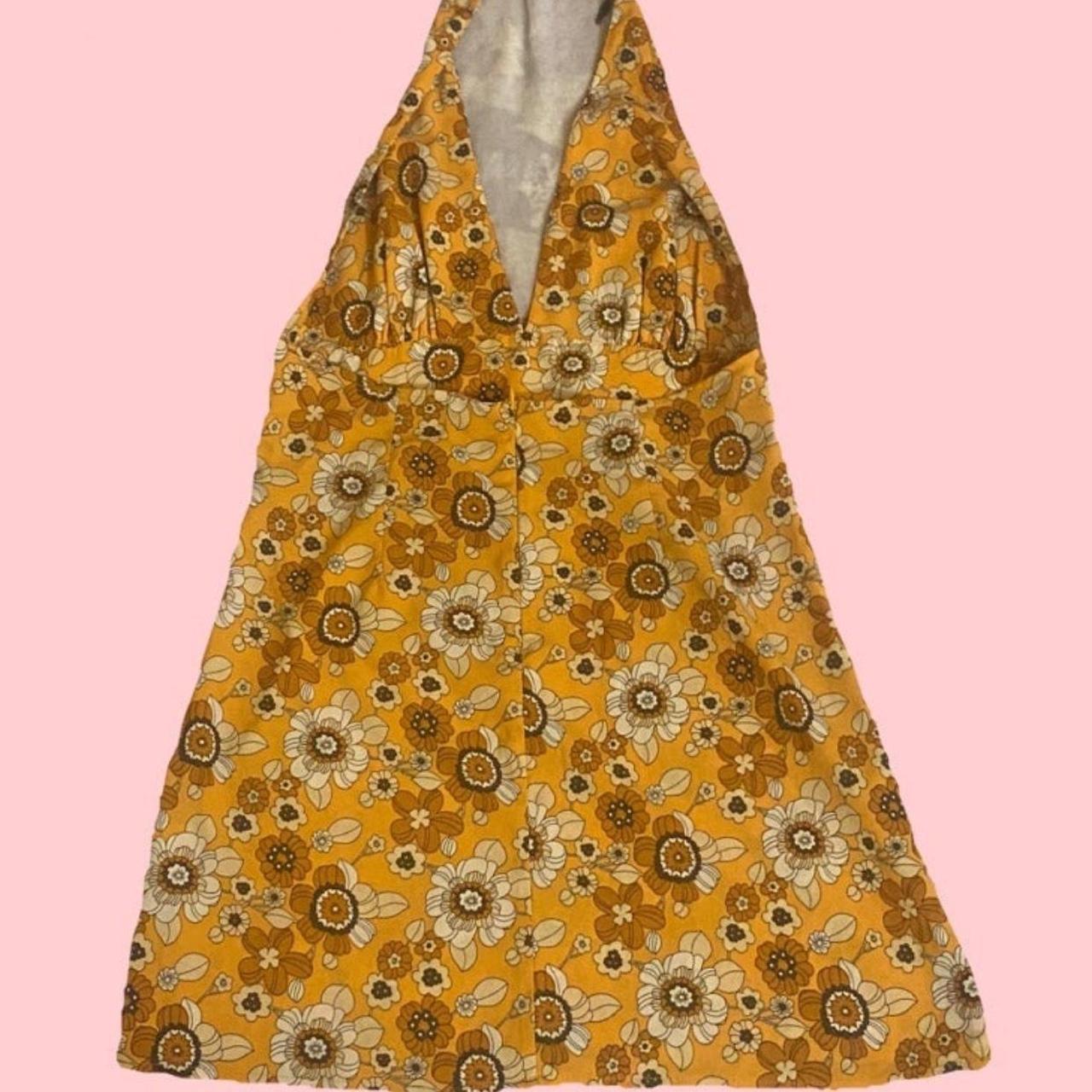 Cider retro 70s style dress Floral Halter dress... - Depop