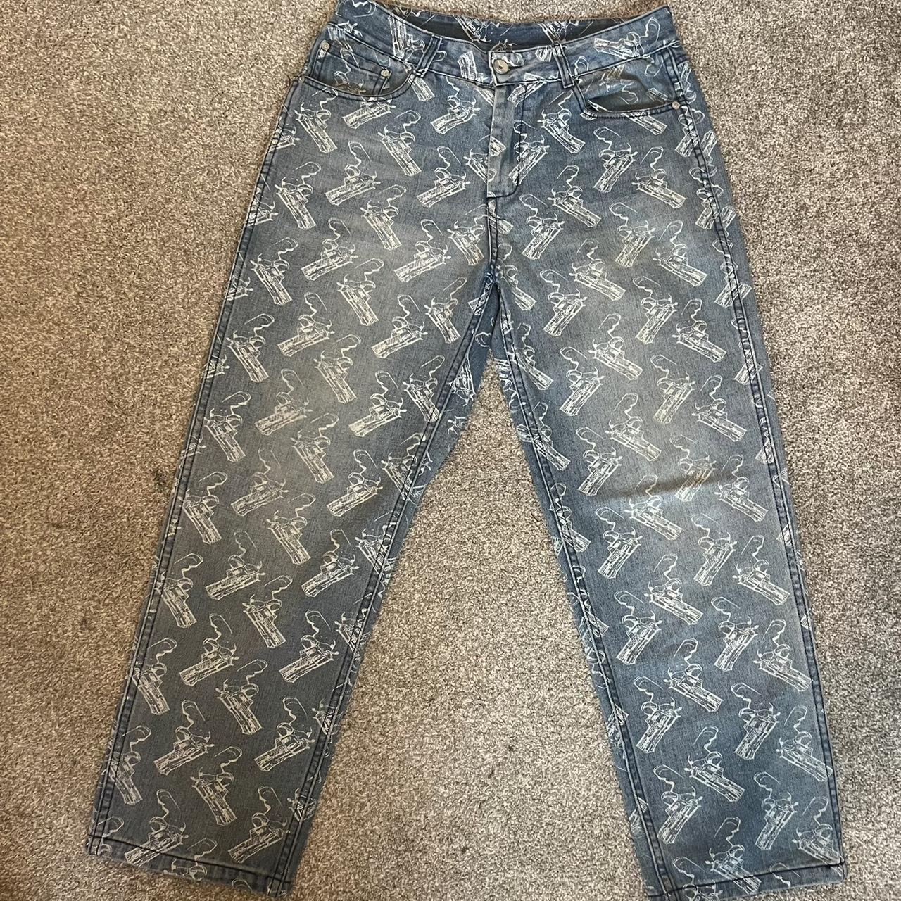 Super cool men’s jeans with gun pattern. Brand:... - Depop