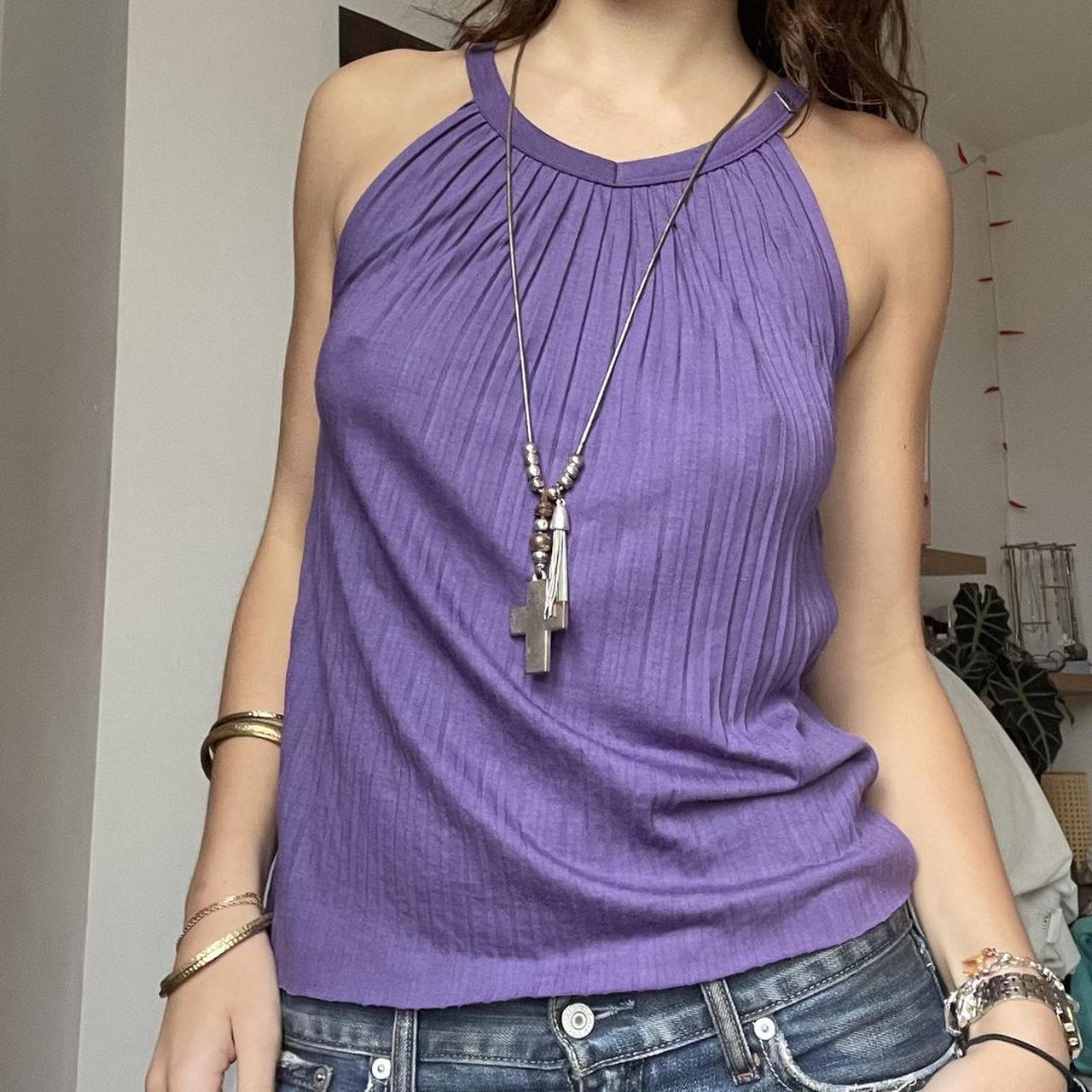 Miss sixty cami top Purple flowy vest. Size XS... - Depop