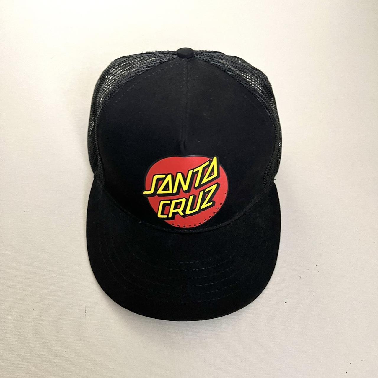 Santa Cruz snapback trucker hat. Black piece with... - Depop
