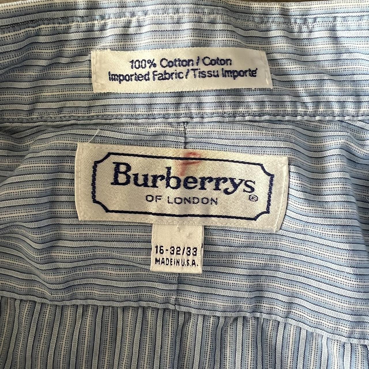 Burberry button-up shirt. Features blue and white... - Depop