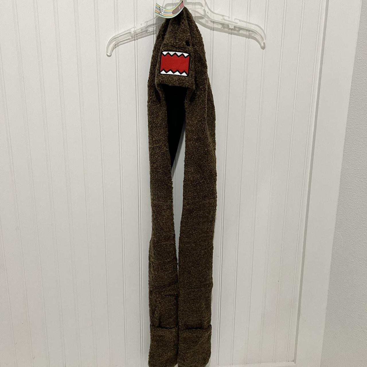 Domo Kun Angry Face Snood Beanie Hat scarf in brown... - Depop