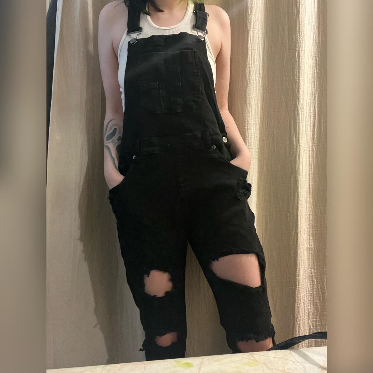 Black distressed overalls - Depop