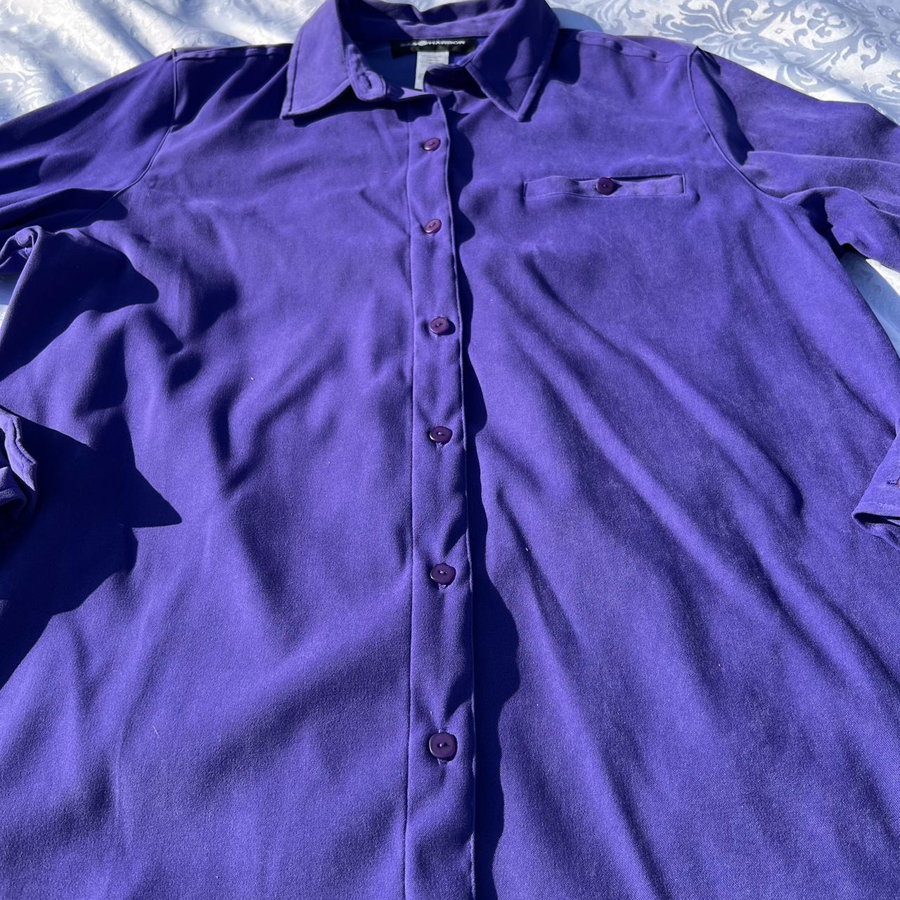 Unique suede purple button up long sleeve Size:... - Depop