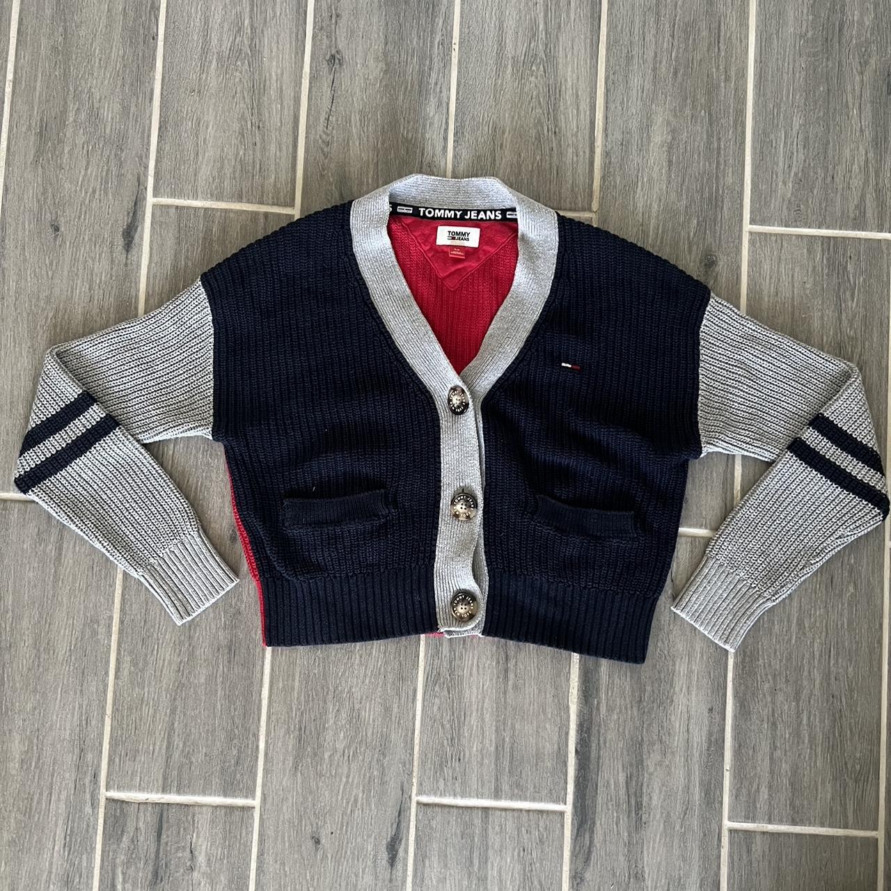 Tommy Hilfiger cropped button up sweater (back is... - Depop
