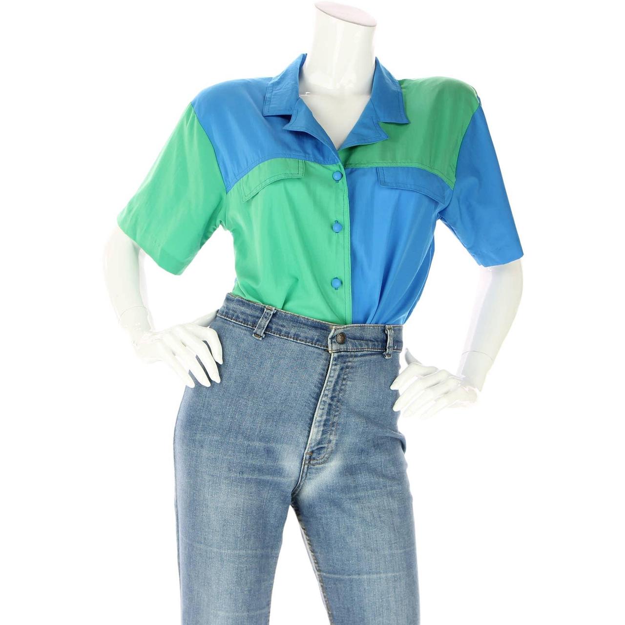 Vintage Graff Colorblock Mod Hipster Retro Blouse... - Depop