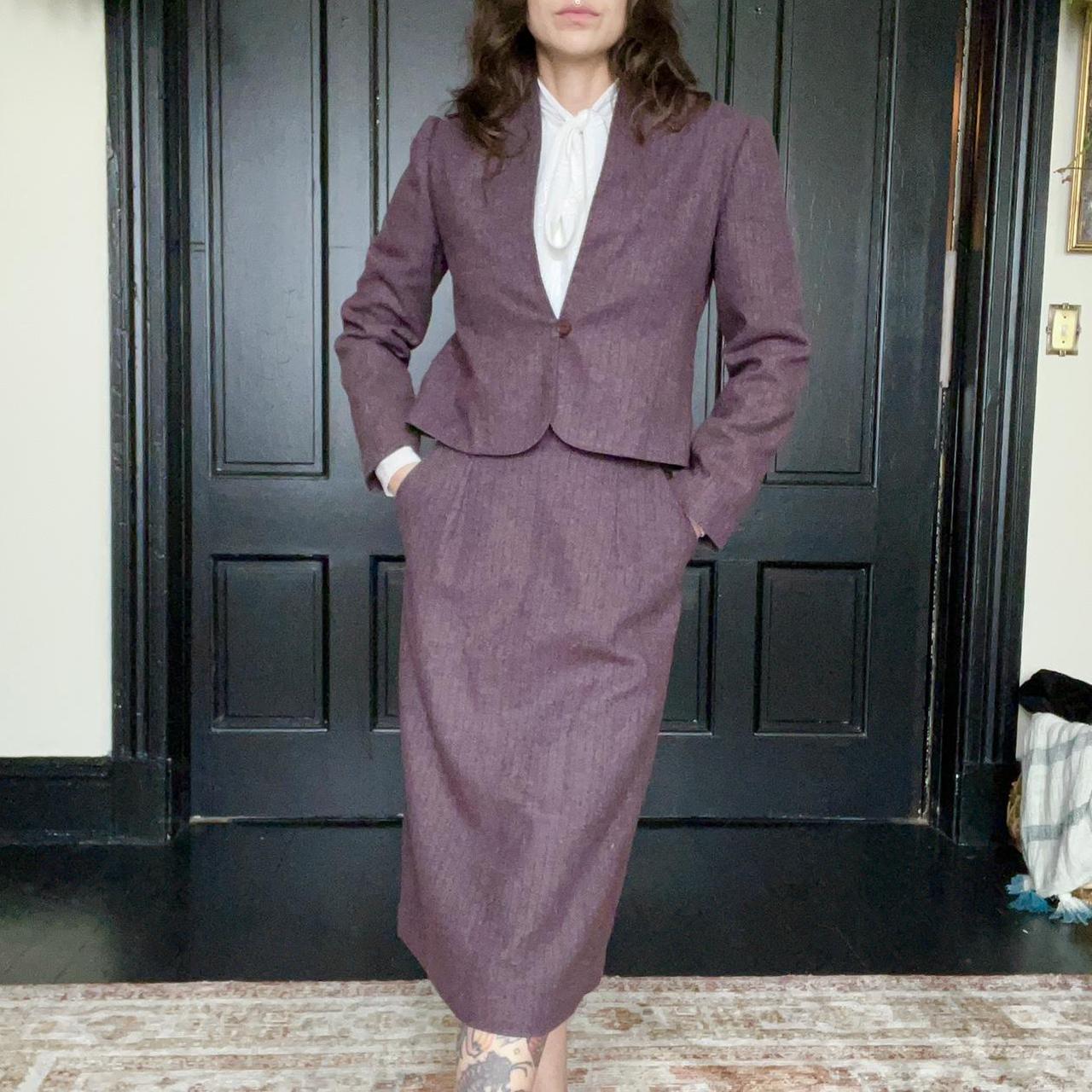 Vintage Wool Business Suit Set Gorgeous muted plum... - Depop