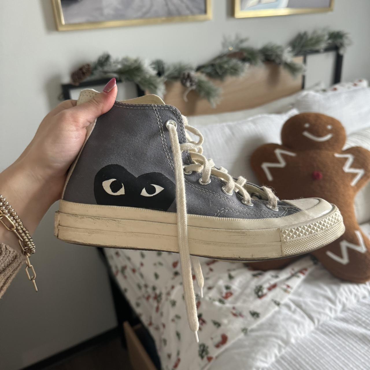 Gray CDG Converse Good used condition size 7... - Depop