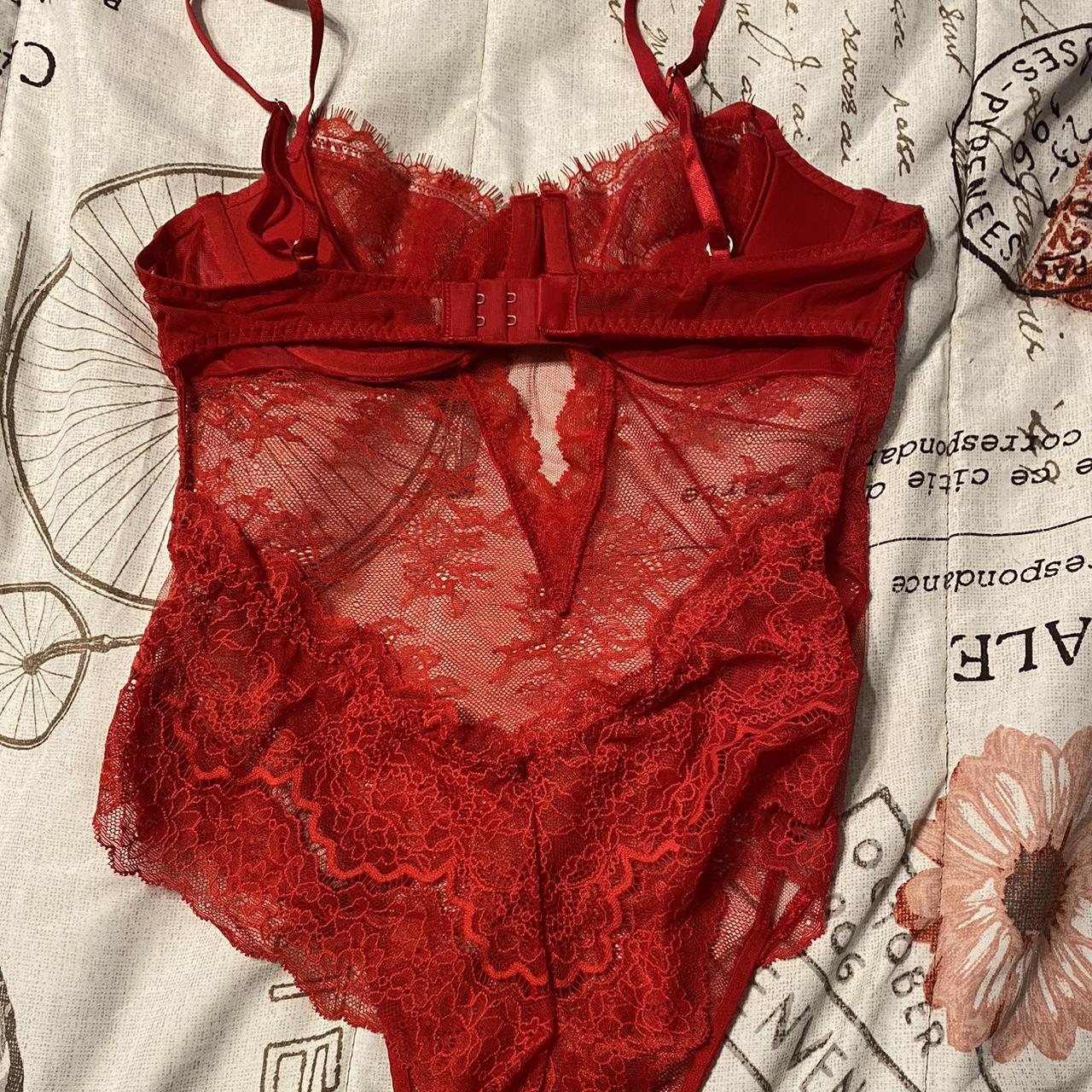 VS red open back one piece lingerie Only tried on... - Depop