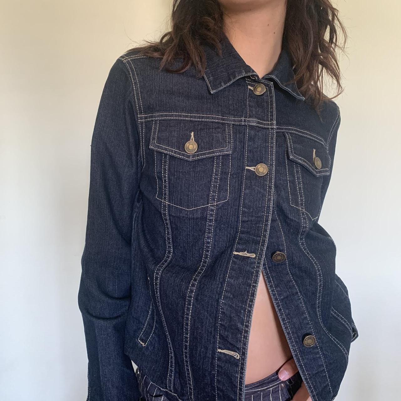 Contrast Stitch Denim Jacket Labelled size 10,... - Depop