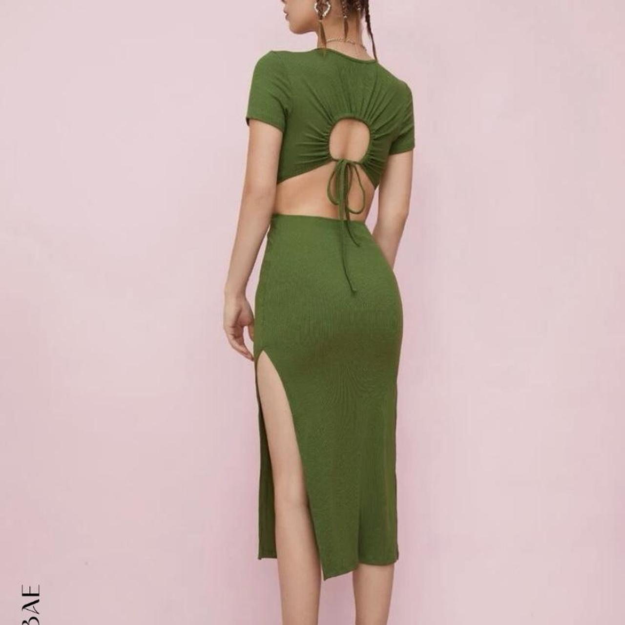 Tie back double thigh split dress Only tried on | Depop