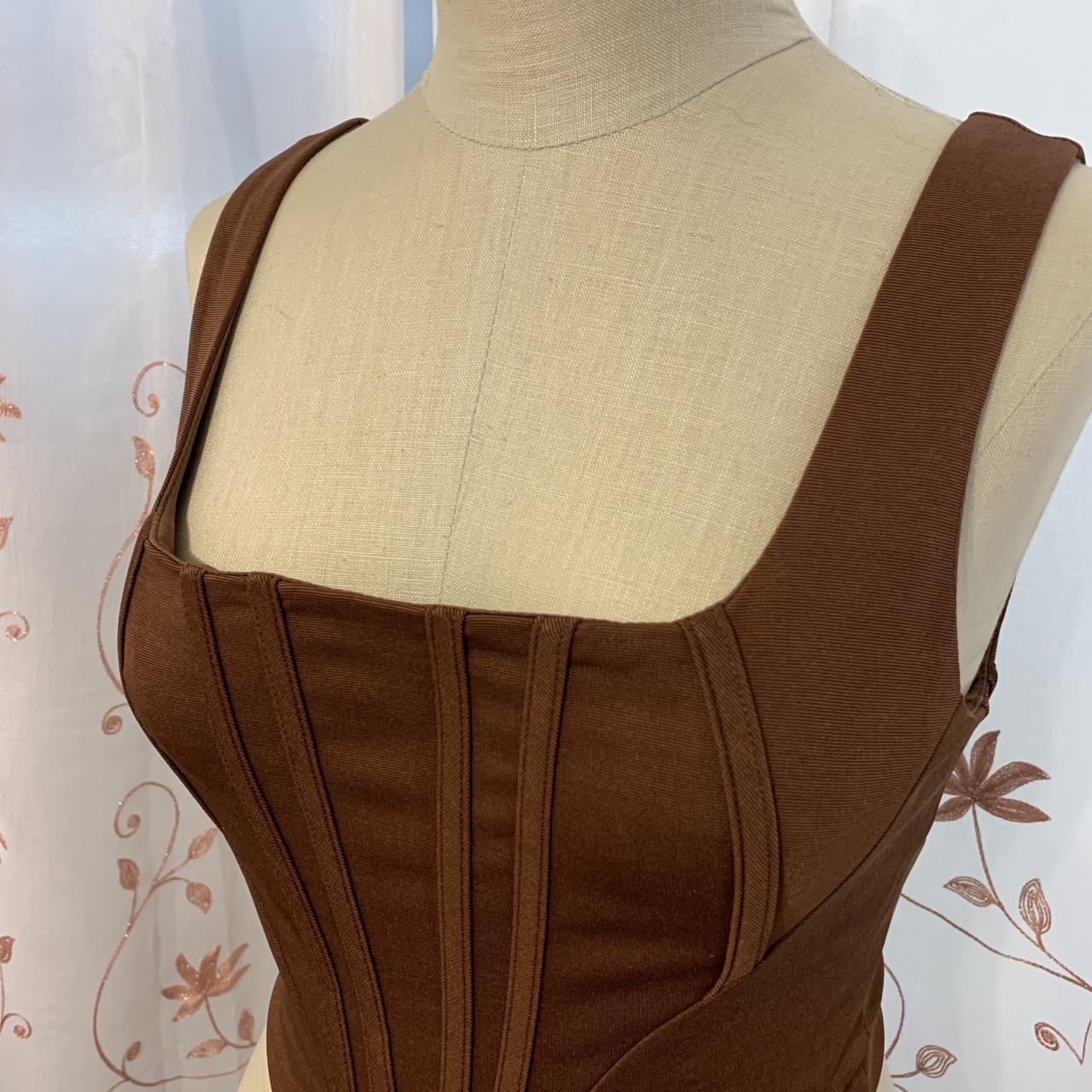 Brown corset top Inside lining of light brown High... - Depop
