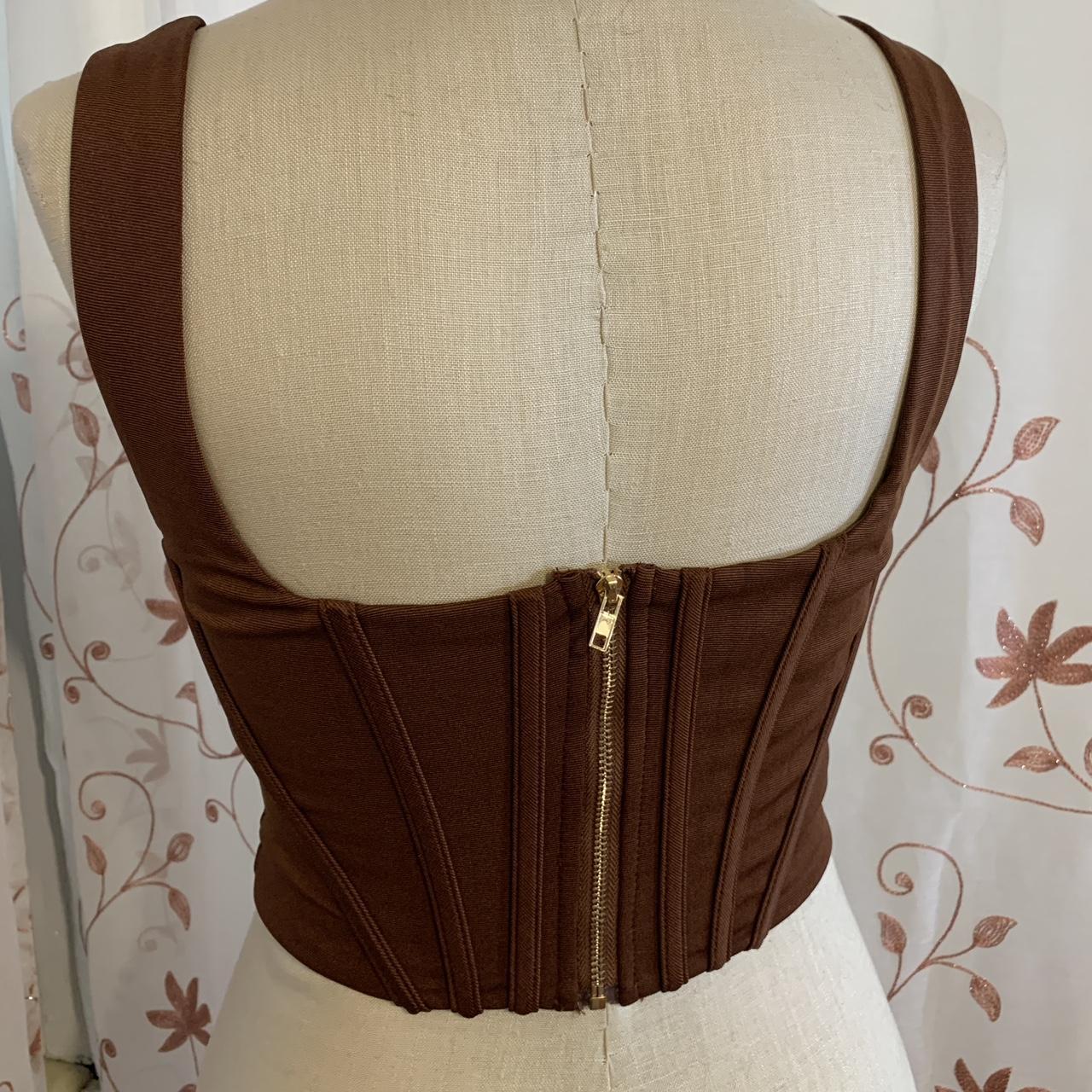 Brown corset top Inside lining of light brown High... - Depop