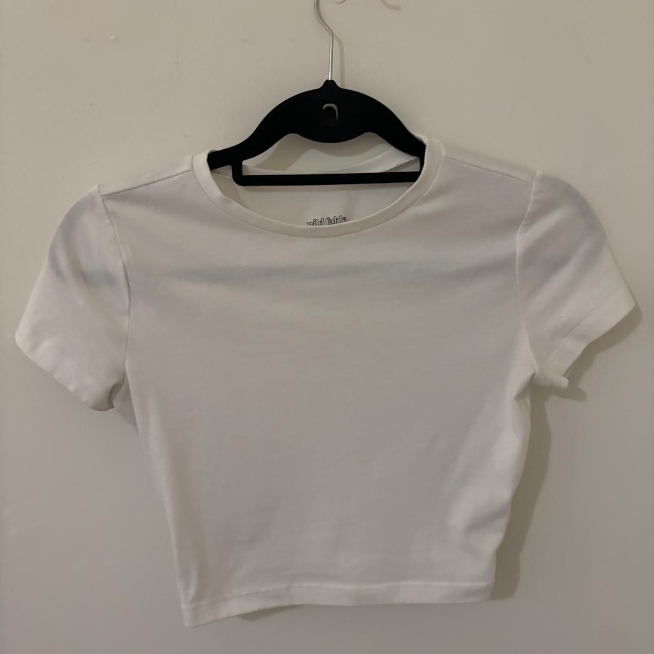 Wild fable white baby tee size small - Depop