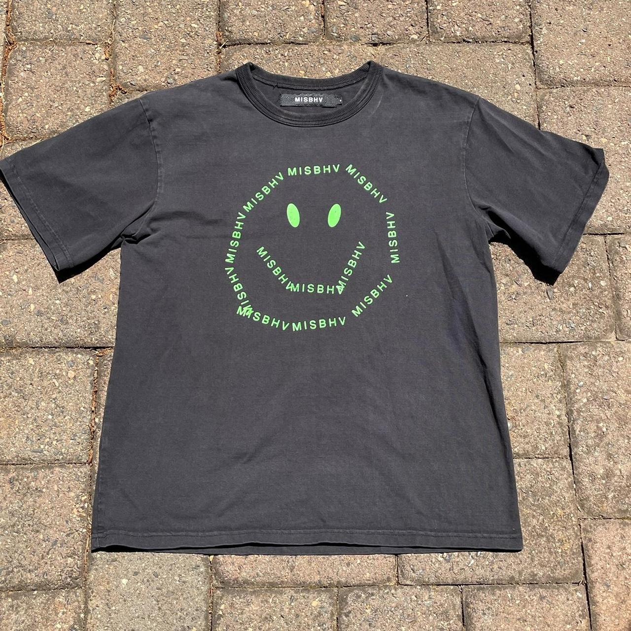 Misbhv smile tee shirt green and black size S DM... - Depop