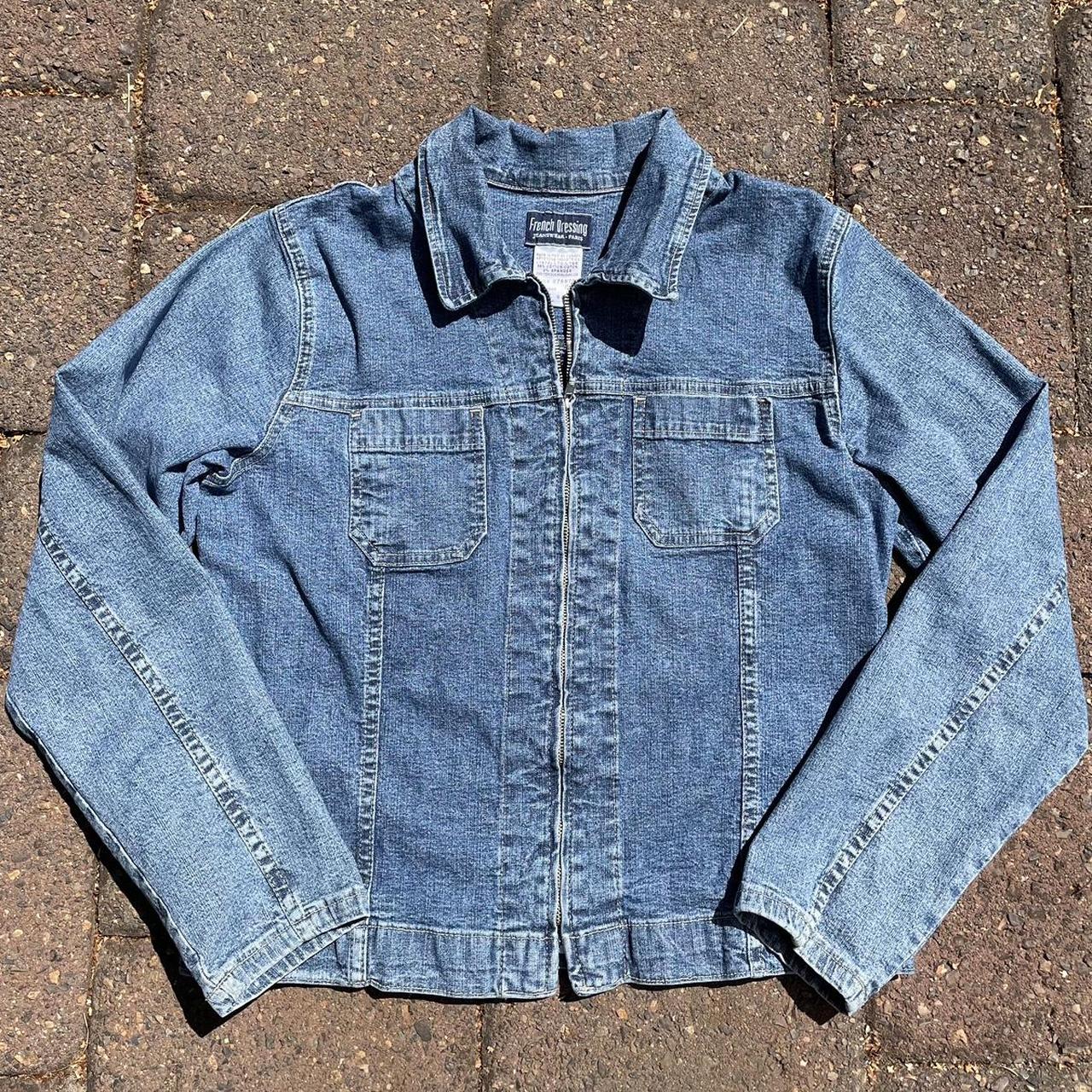 Vintage denim zipup jacket by French Dressing Size... - Depop