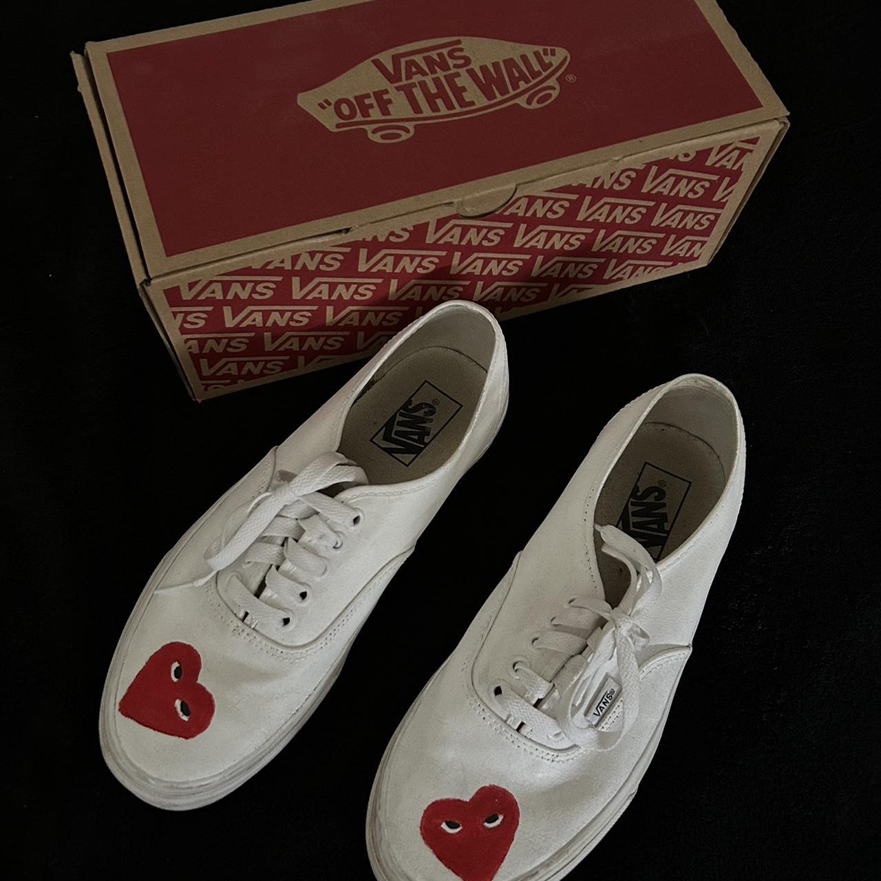 white authentic custom vans! designs were made with... - Depop